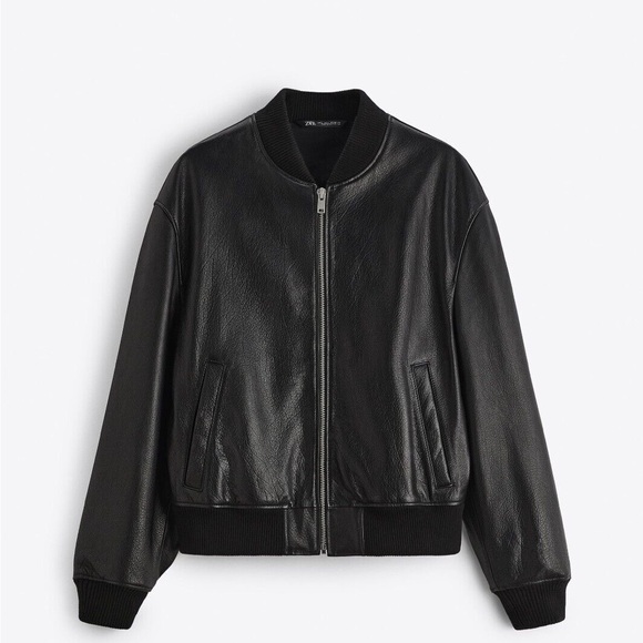 Zara | Jackets & Coats | Nwt Zara Leather Collection Bomber Jacket ...